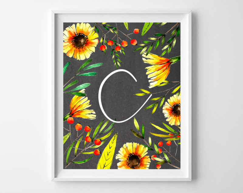 chalkboard sunflower printable art - all crafty things