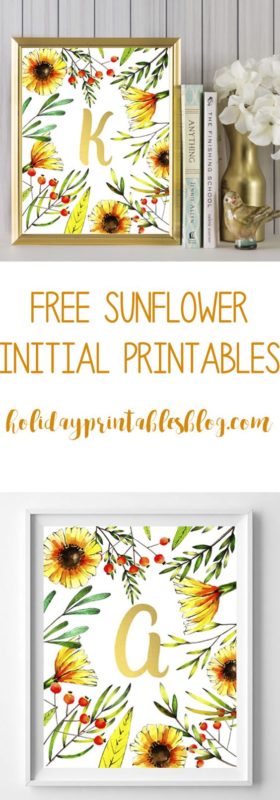 sunflower initial printables - all crafty things