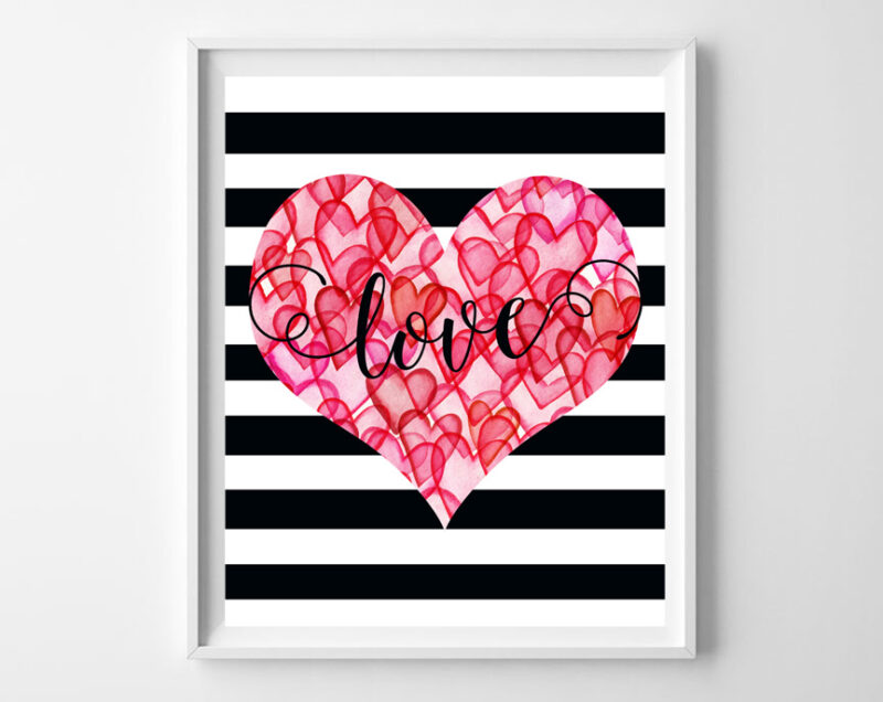 love & stripes valentine's day printables - all crafty things