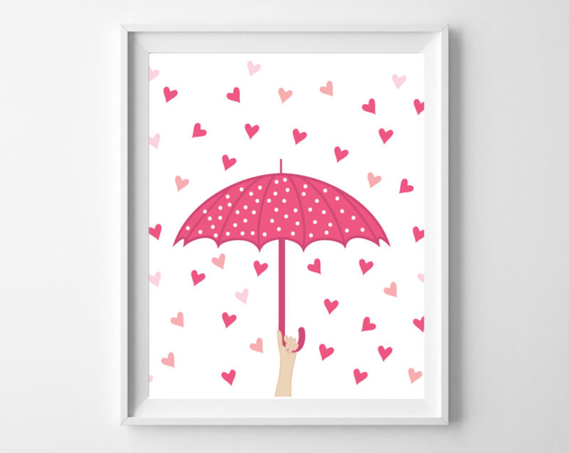raining hearts valentine's day printable - all crafty things